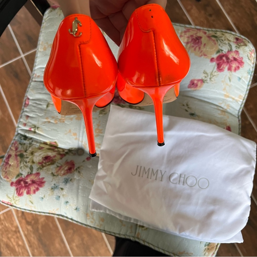 Jimmy Choo Neon Orange Pumps at Linda Siddiqui blog